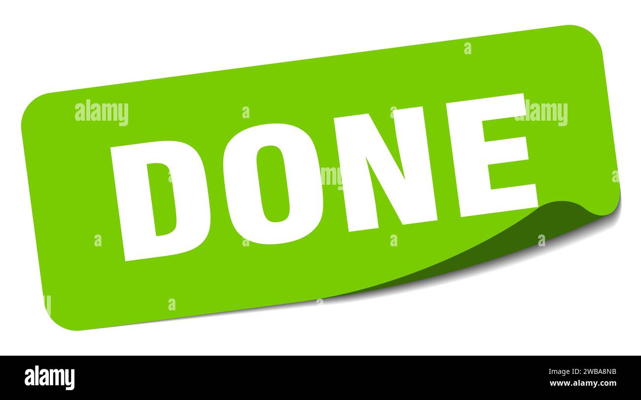 done sticker. done rectangular label isolated on white background Stock ...