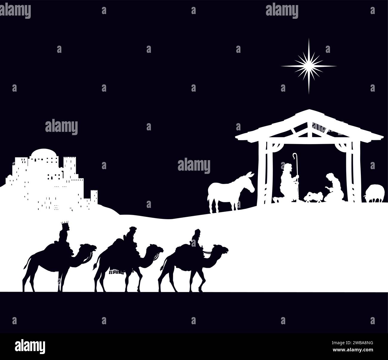 Nativity silhouette 2023 E2-16 Stock Vector Image & Art - Alamy