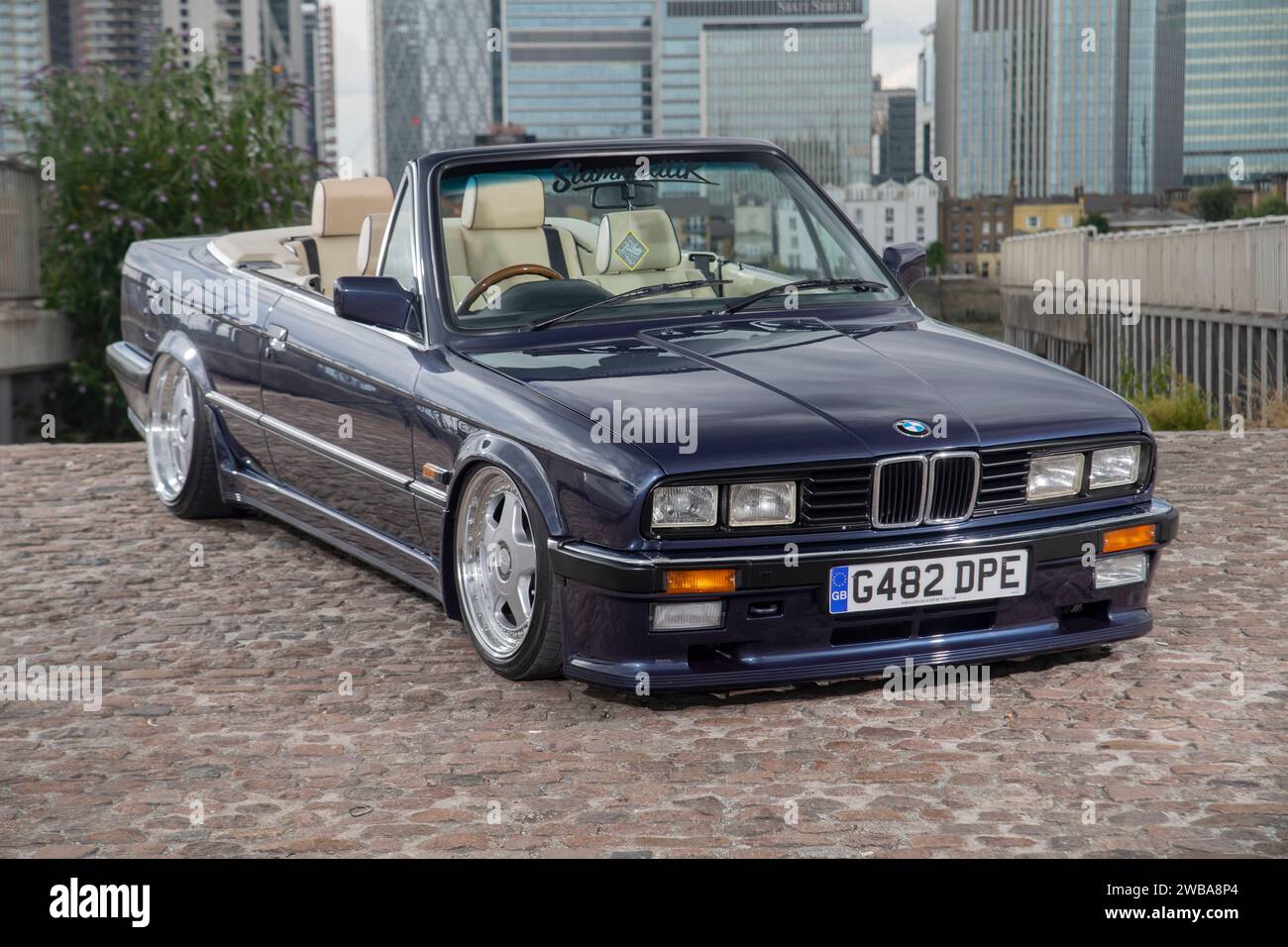 BMW E30 3 Series convertible, lowered, with square light conversion and ...
