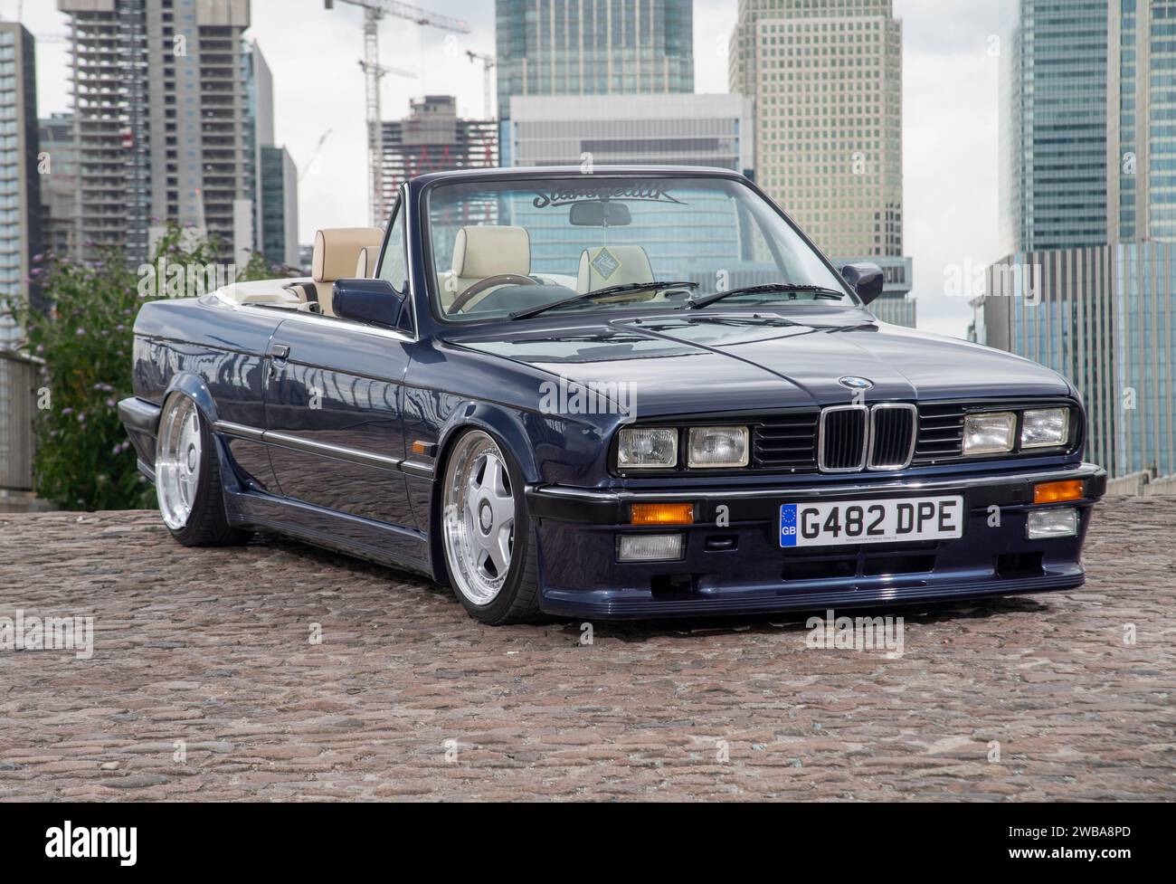 BMW E30 3 Series convertible, lowered, with square light conversion and ...