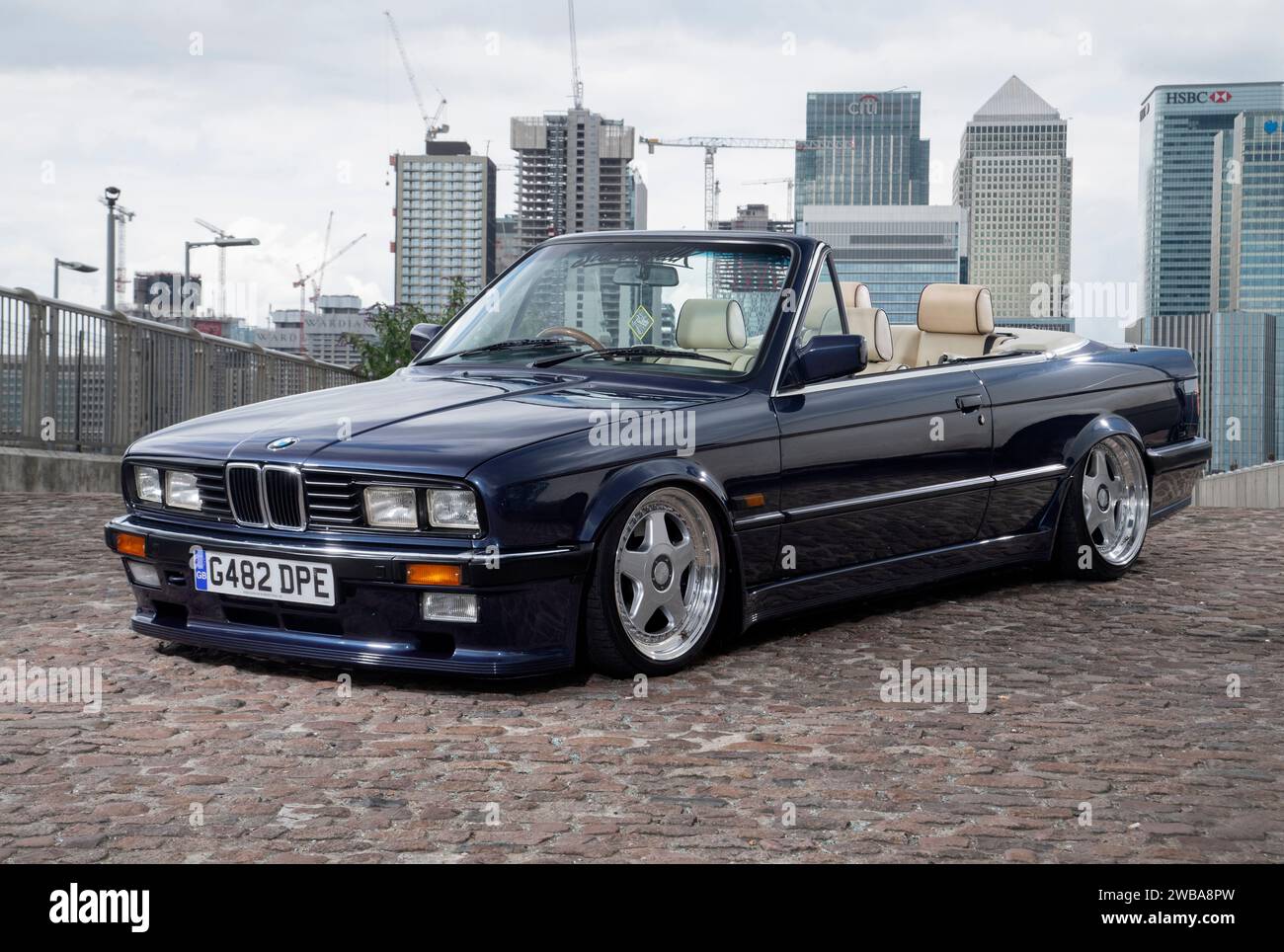 BMW E30 3 Series convertible, lowered, with square light conversion and ...