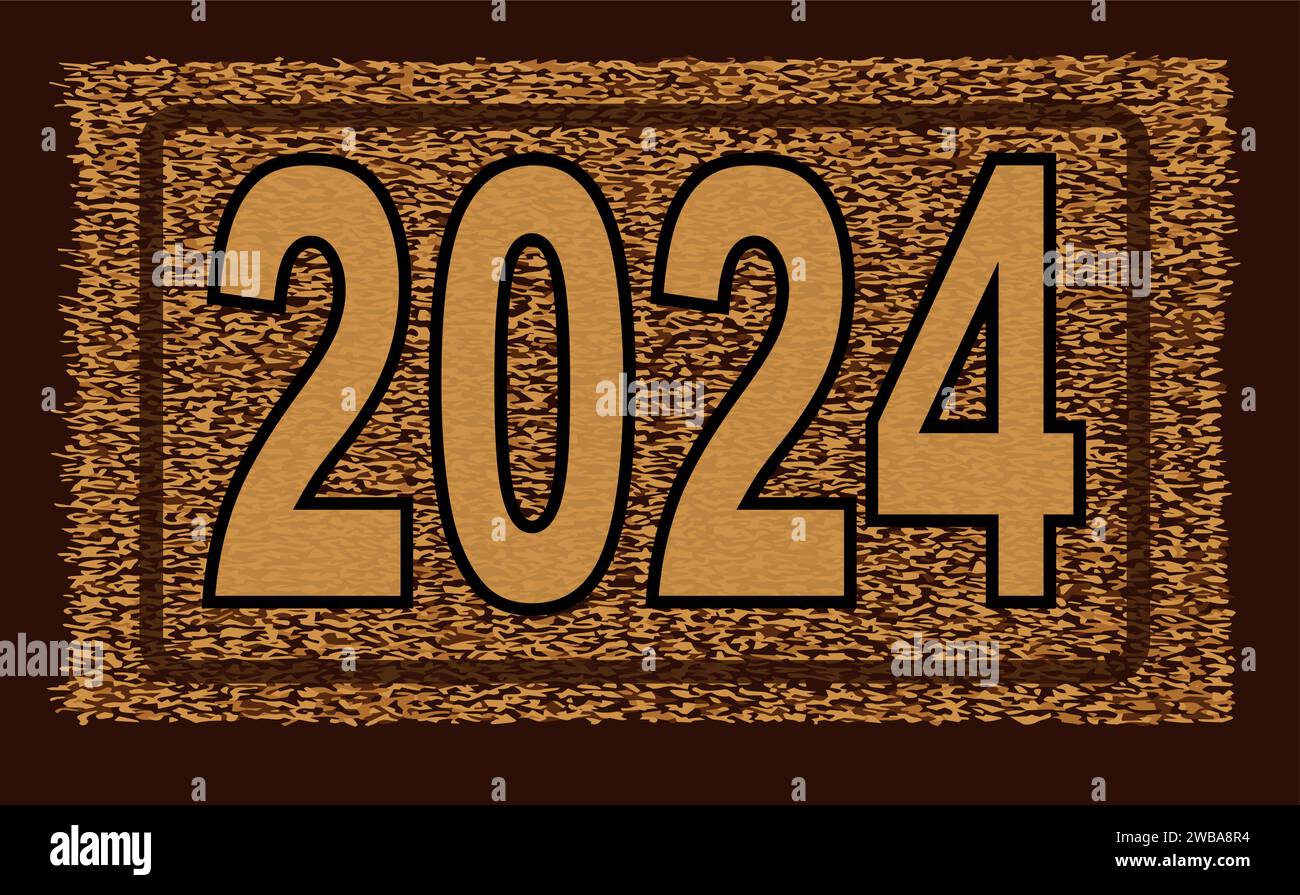 A typical coconut doormat over a white background with the 2024 date ...