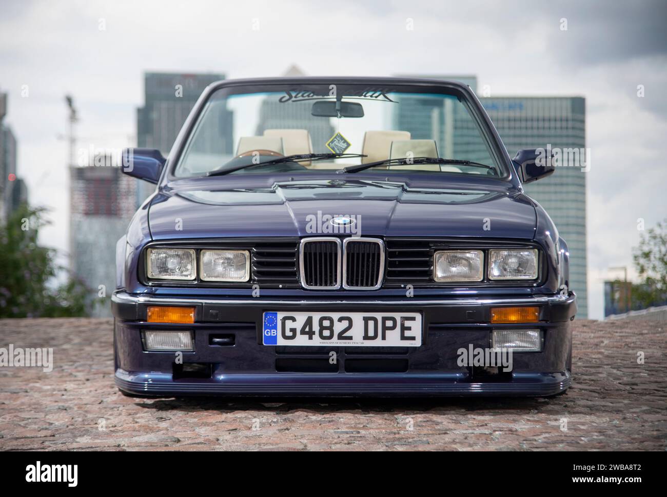 BMW E30 3 Series convertible, lowered, with square light conversion and ...