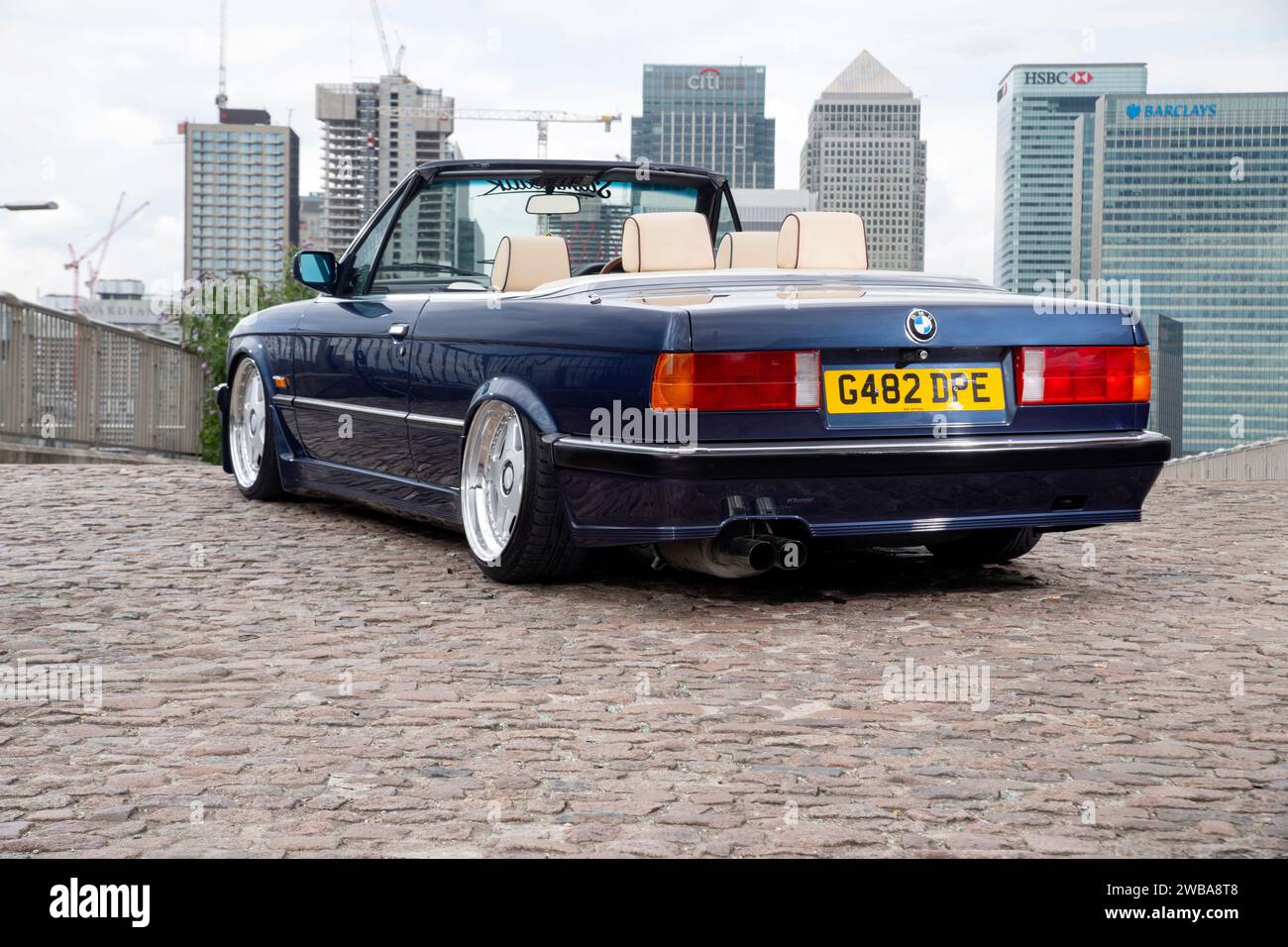 BMW E30 3 Series convertible, lowered, with square light conversion and ...