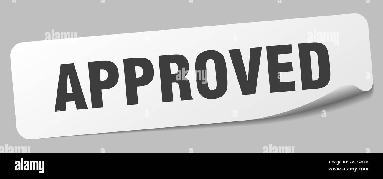 approved sticker. approved rectangular label isolated on white ...
