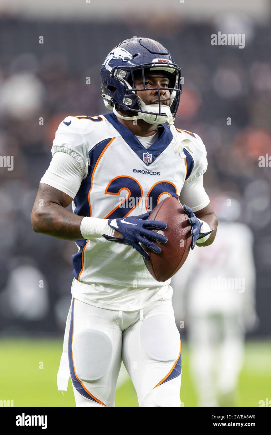 Denver Broncos cornerback Jaquan McMillan (29) warms up before playing ...