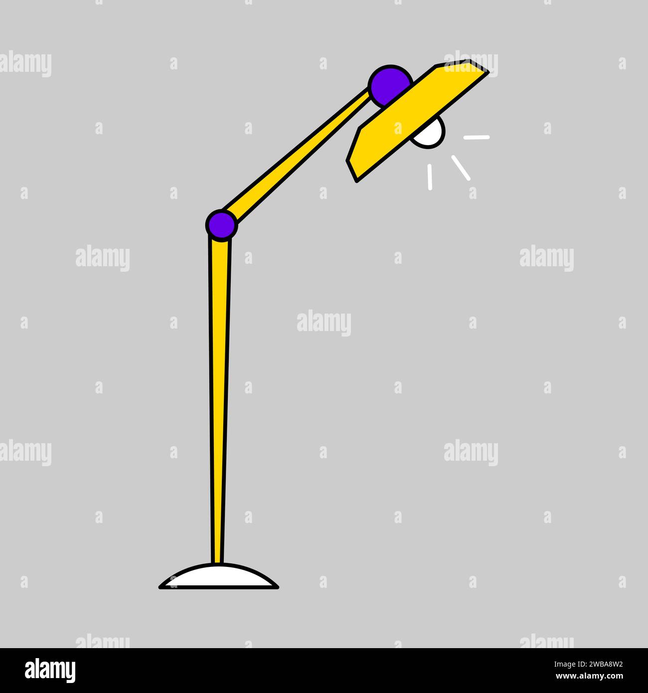 Table desk or floor lamp in flat outline style. Reading light in ...