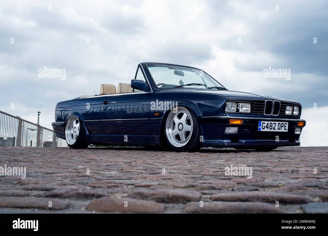 BMW E30 3 Series convertible, lowered, with square light conversion and ...