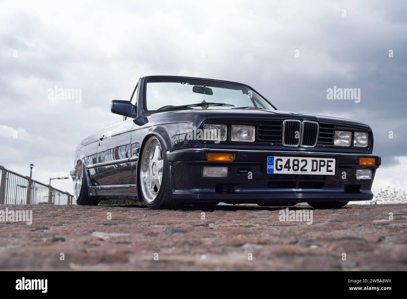 BMW E30 3 Series convertible, lowered, with square light conversion and ...