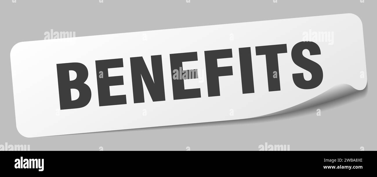 benefits sticker. benefits rectangular label isolated on white ...