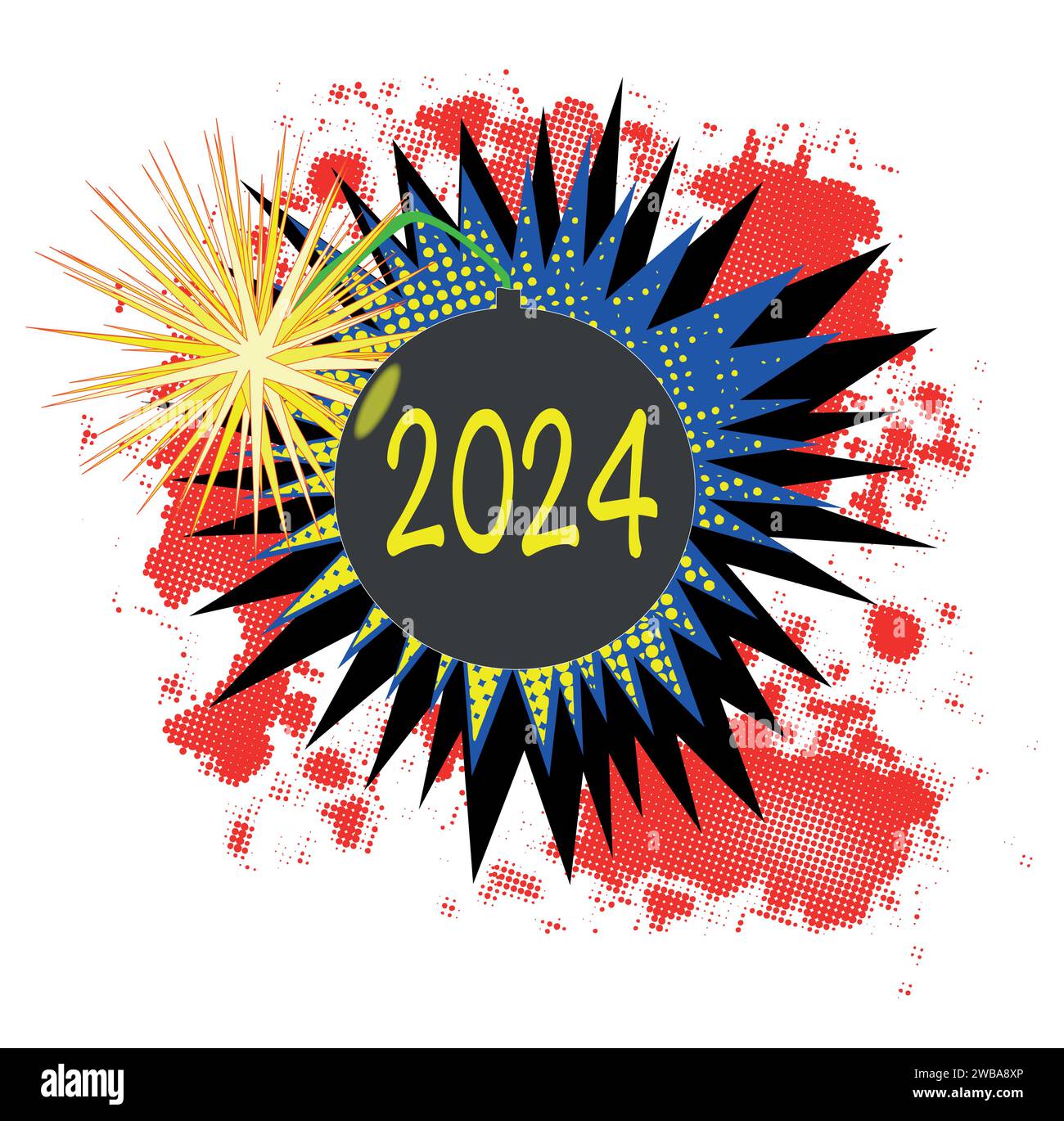 A comic cartoon style bomb exclamation explosion over a white ...