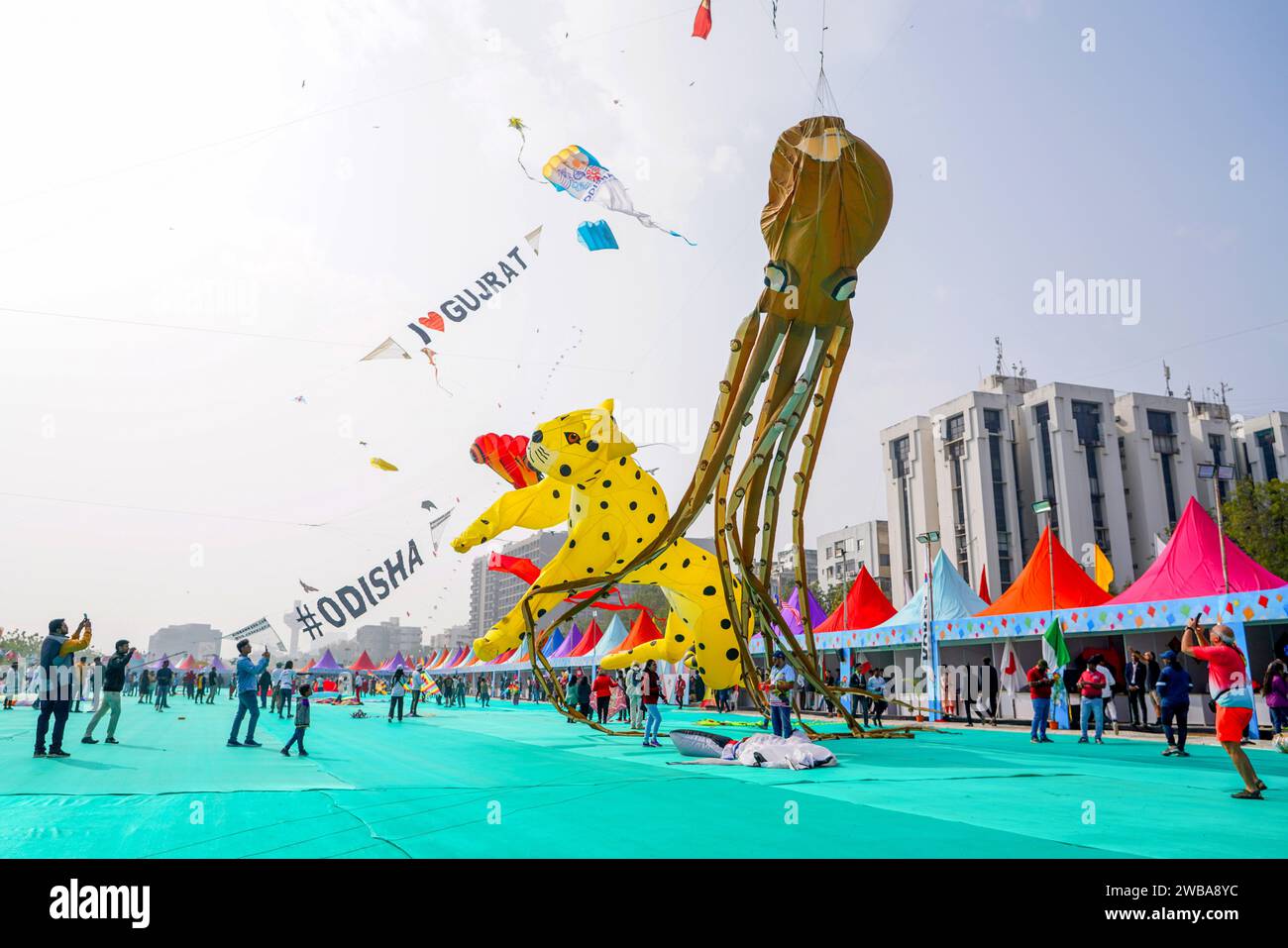 Ahmedabad, Jan 07 (ANI): People visit the International Kite Festival ...