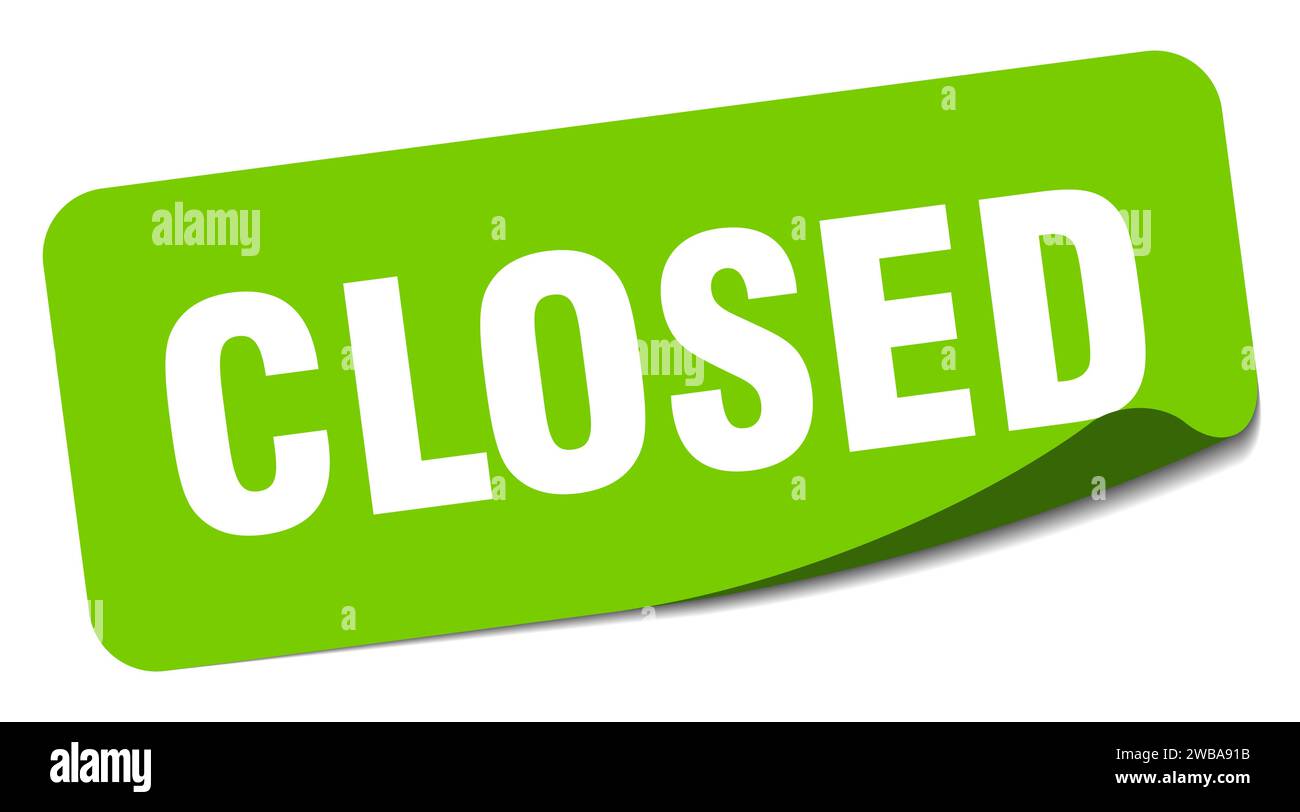 closed sticker. closed rectangular label isolated on white background ...