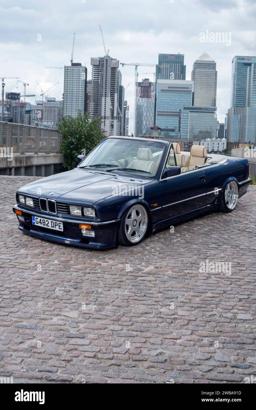 BMW E30 3 Series convertible, lowered, with square light conversion and ...