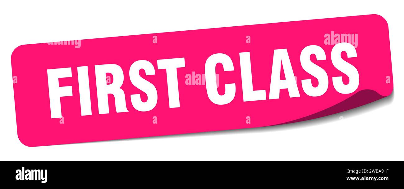 first class sticker. first class rectangular label isolated on white ...