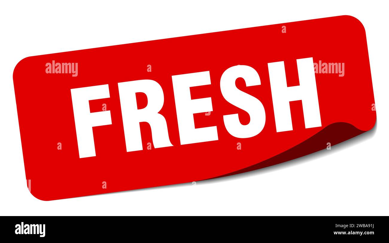 fresh sticker. fresh rectangular label isolated on white background ...