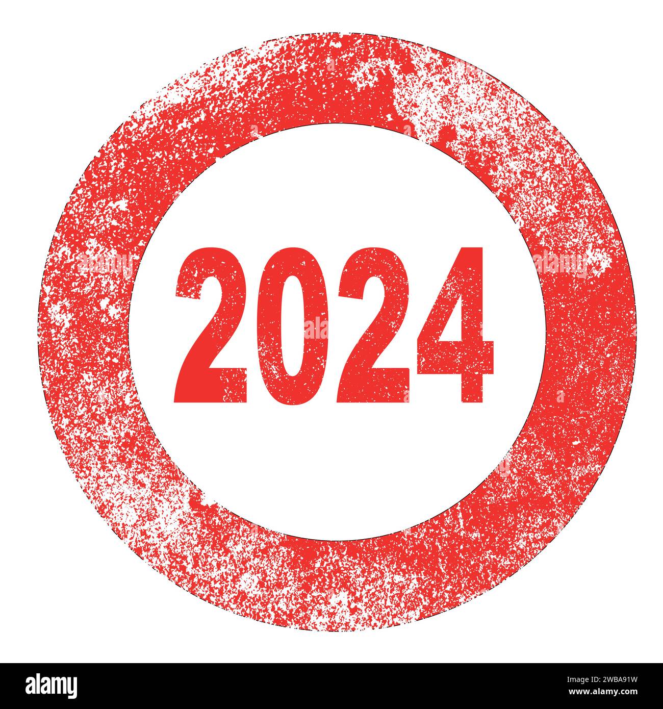 Grunge version of a 2024 rubber red ink stamp over white Stock Vector ...