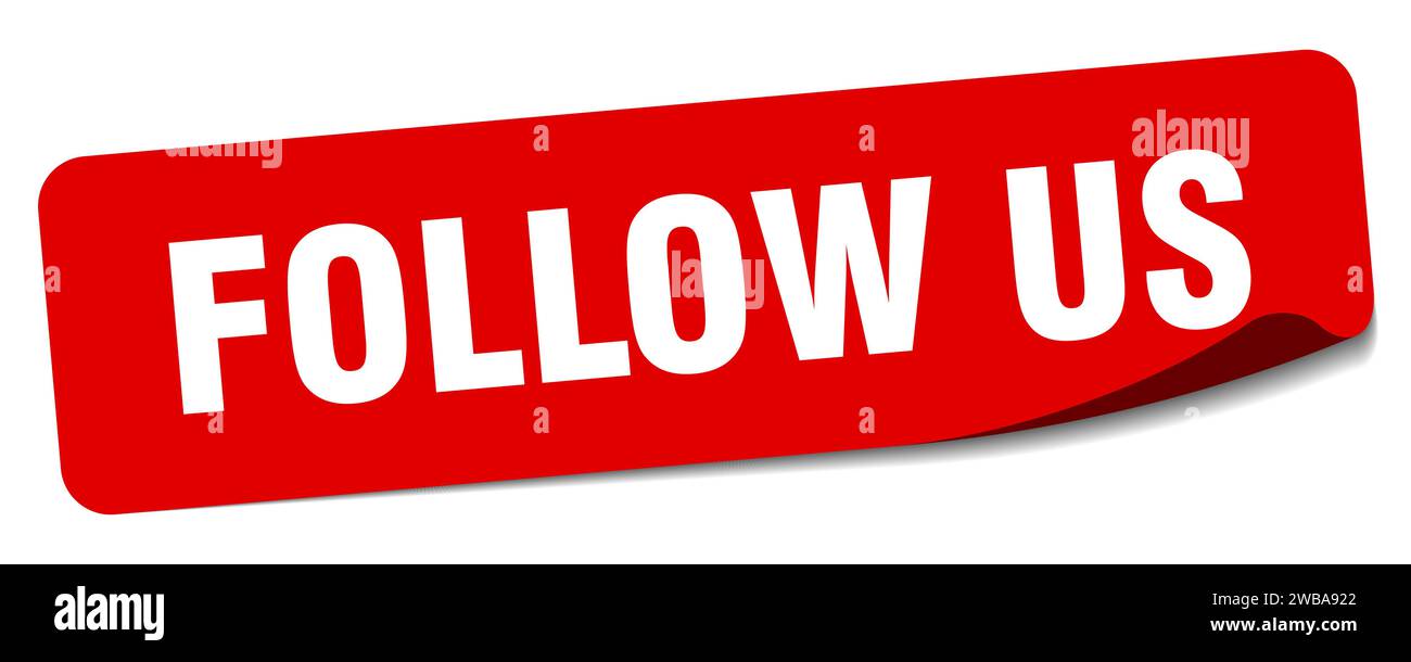 follow us sticker. follow us rectangular label isolated on white ...