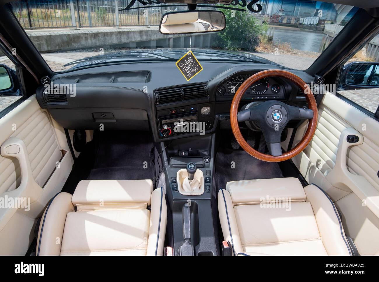 BMW E30 3 Series convertible, lowered, with square light conversion and ...