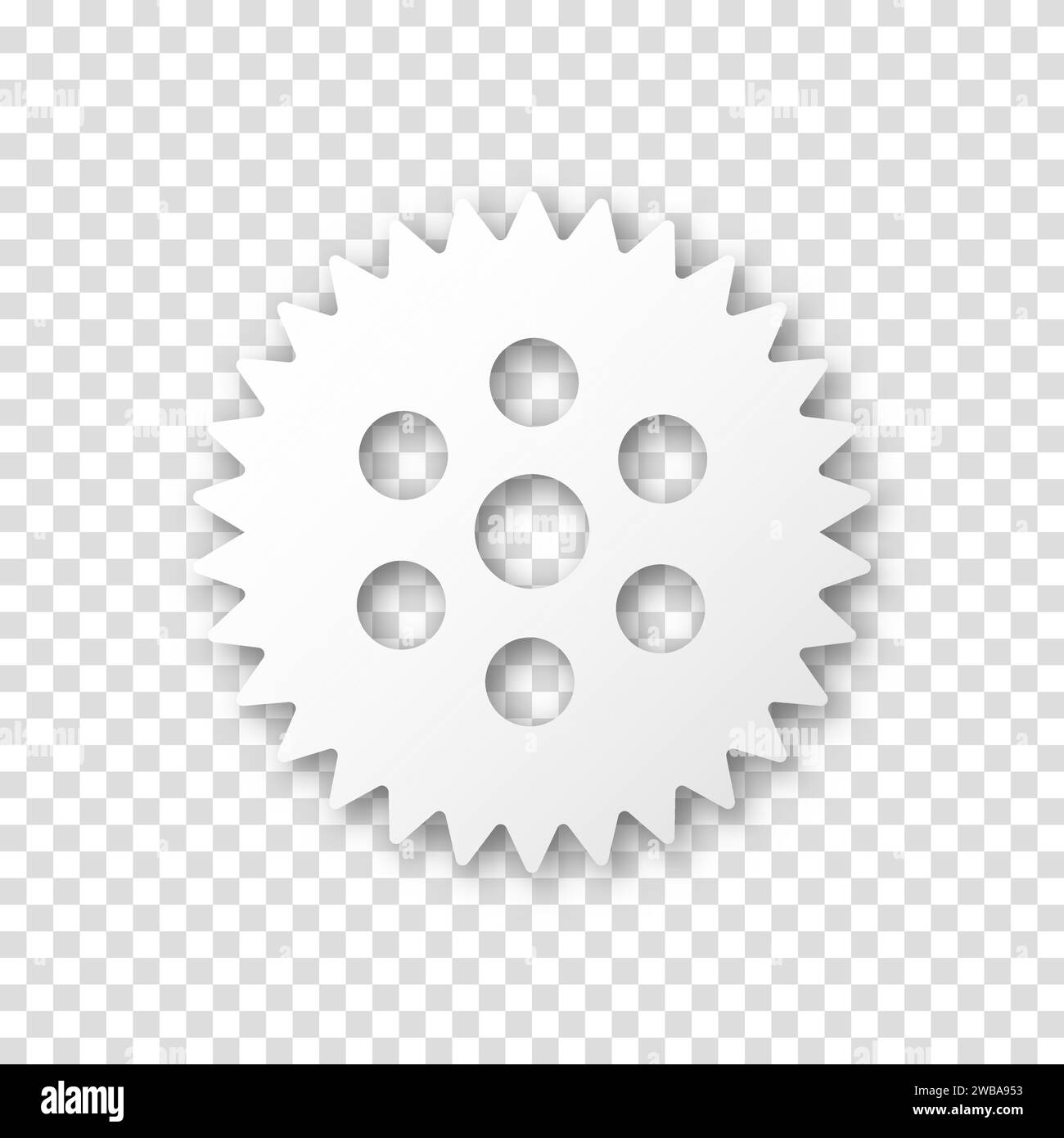 Gear icon, flat design. Machine sprocket gear icon. Realistic vector ...