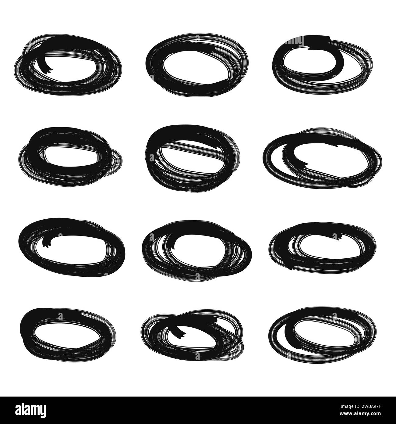 Highlight circle frames. Circular scribble doodle oval. Vector ...