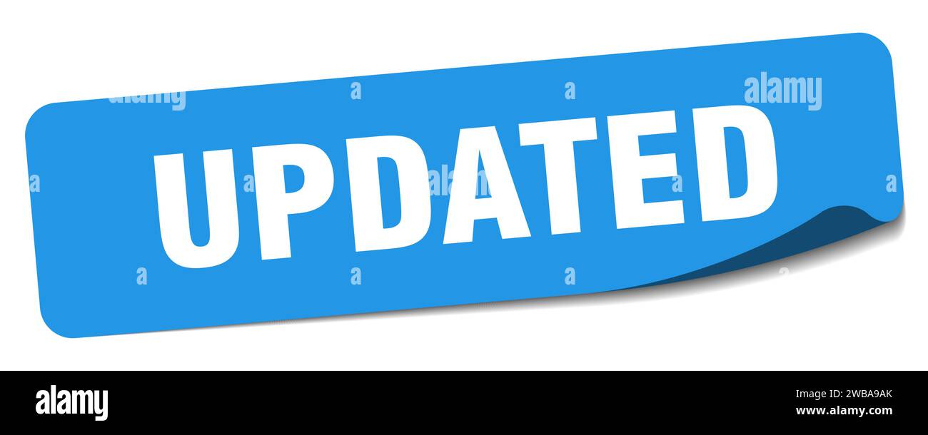 updated sticker. updated rectangular label isolated on white background ...