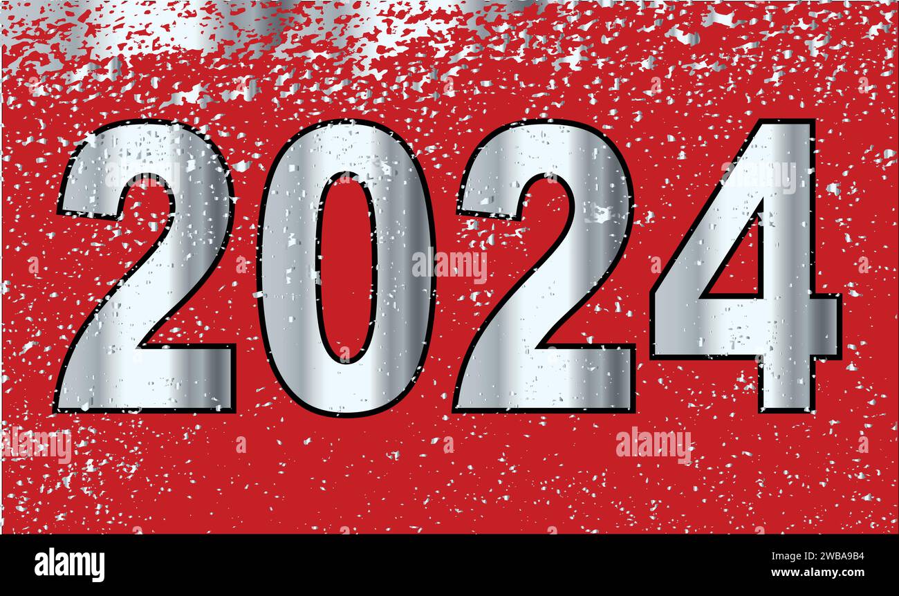 Event celebration 2024 card background in red and silver Stock Vector ...