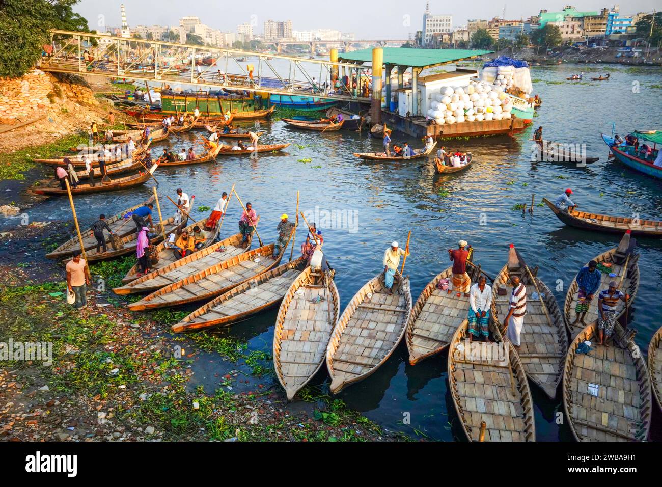 Open wooden ferry boats on the Buriganga River in Dhaka Bangladesh Stock Photo - Alamy