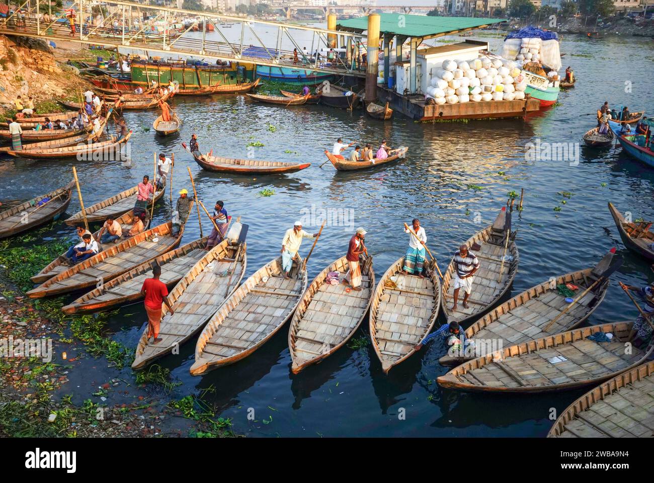 Open wooden ferry boats on the Buriganga River in Dhaka Bangladesh Stock Photo - Alamy