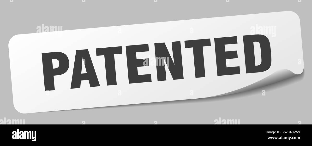 patented sticker. patented rectangular label isolated on white ...