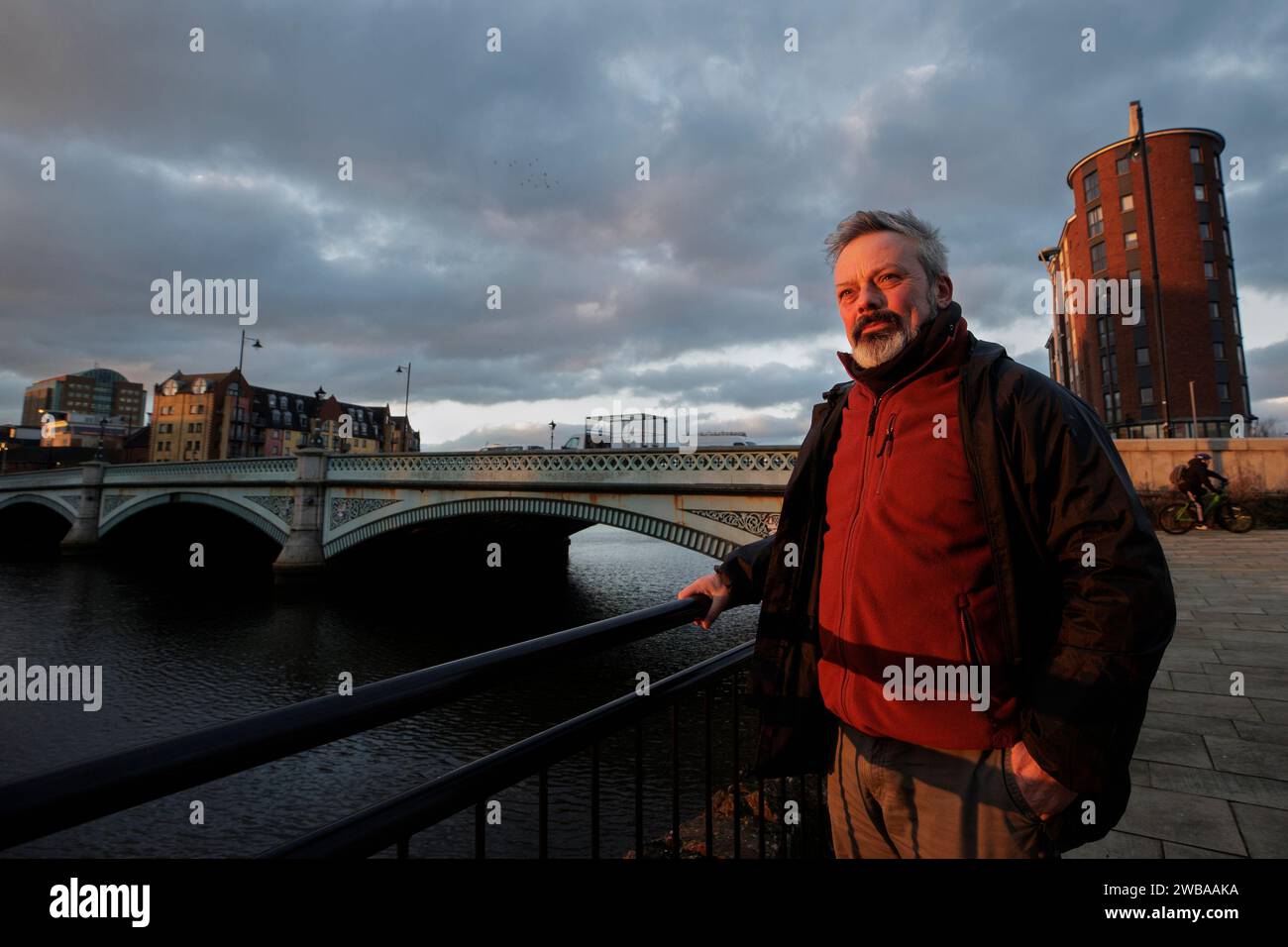 Colin Shaw from Wild Belfast at the River Lagan in Belfast to watch a ...