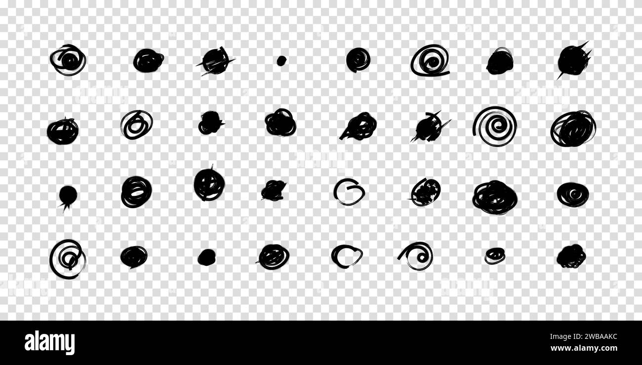 Set of hand drawn doodle circles in a grunge style. Vector illustration ...