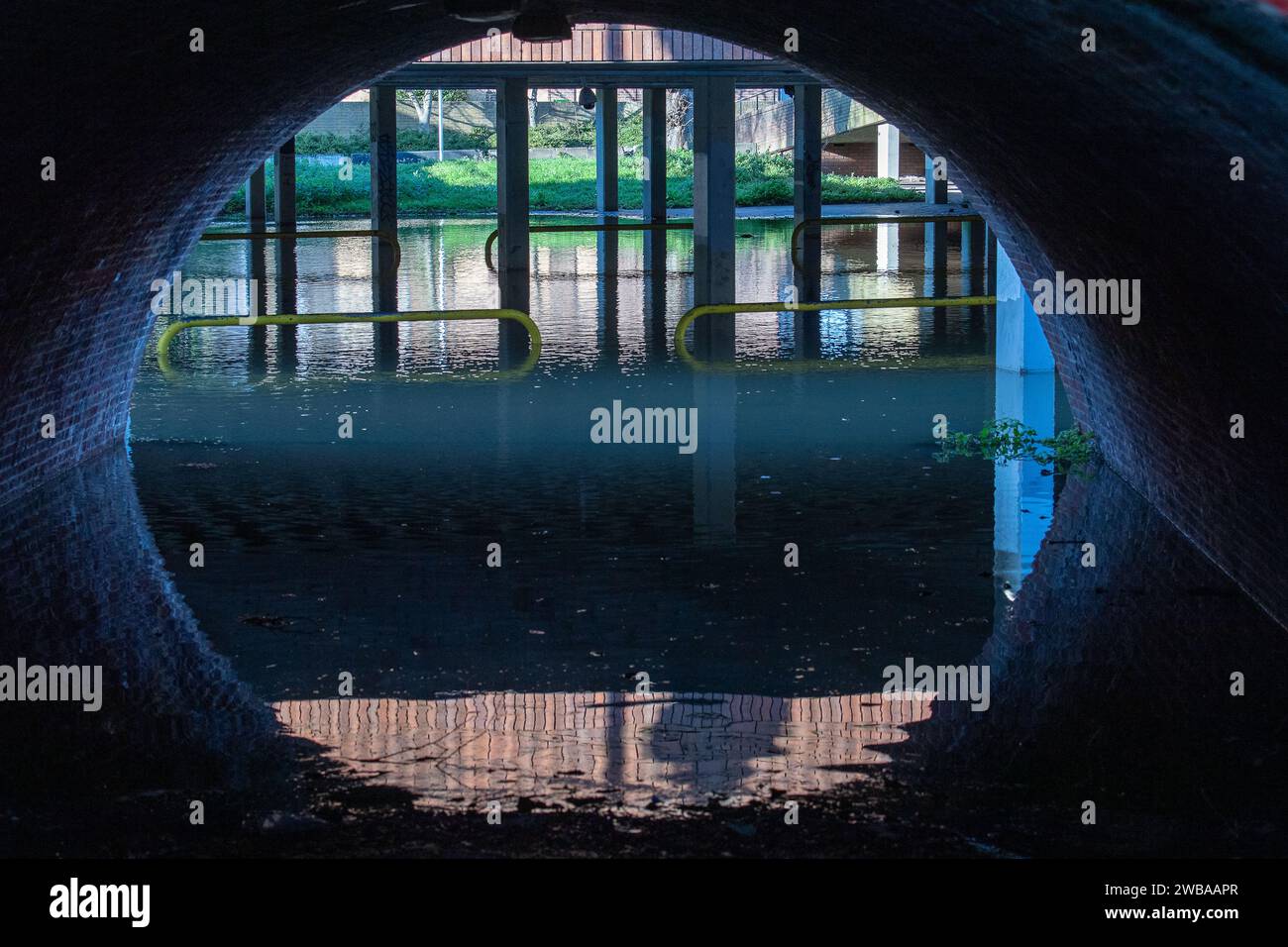 Staines upon Thames, Surrey, UK. 9th January, 2024. A flooded car park ...