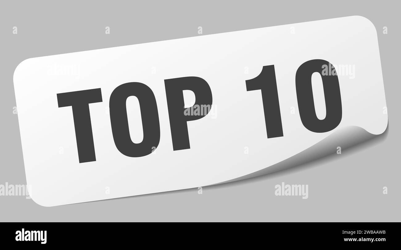 top 10 sticker. top 10 rectangular label isolated on white background ...