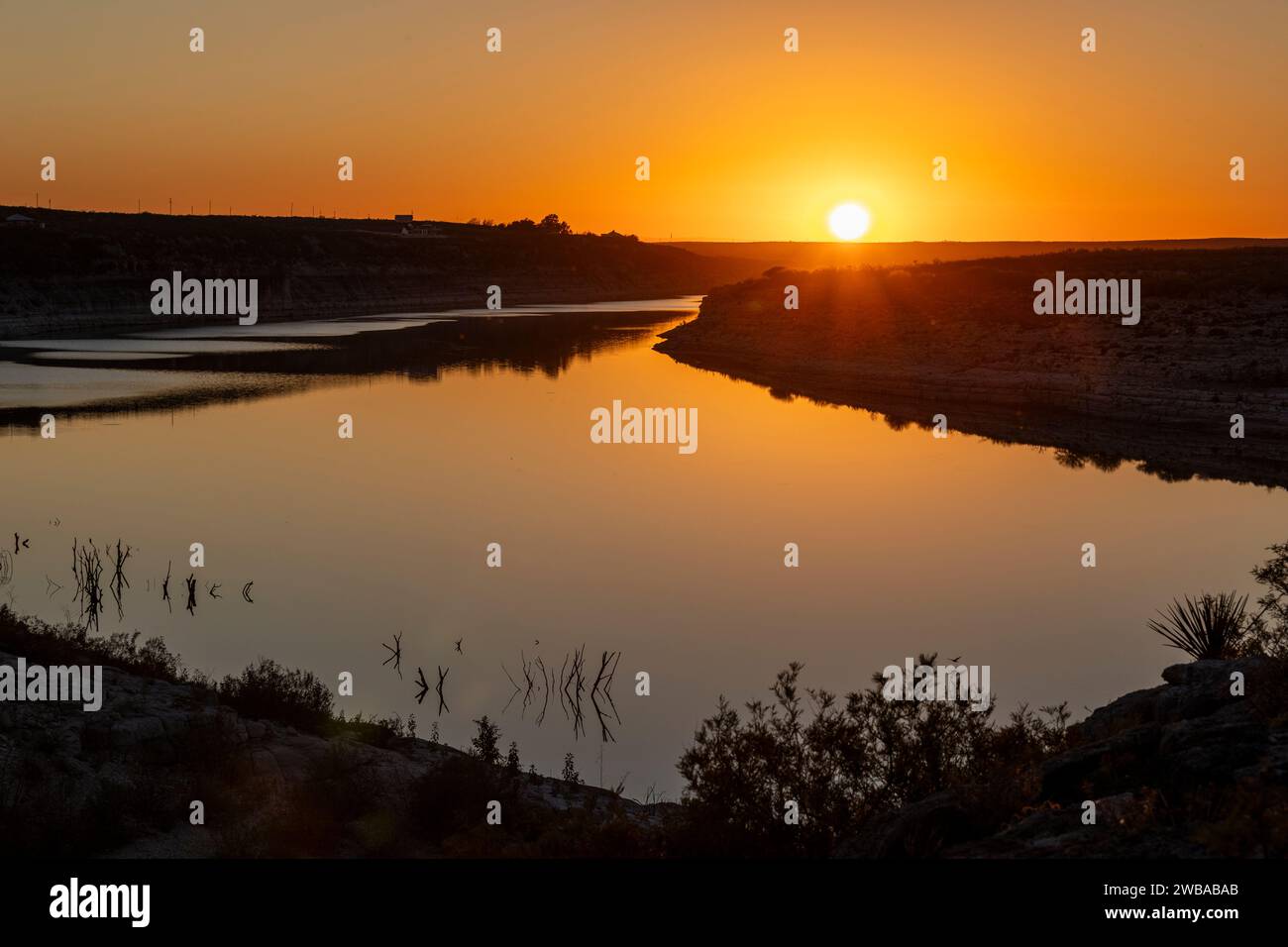 Sunset on Amistad National Recreation Area Reservoir near Del Rio ...