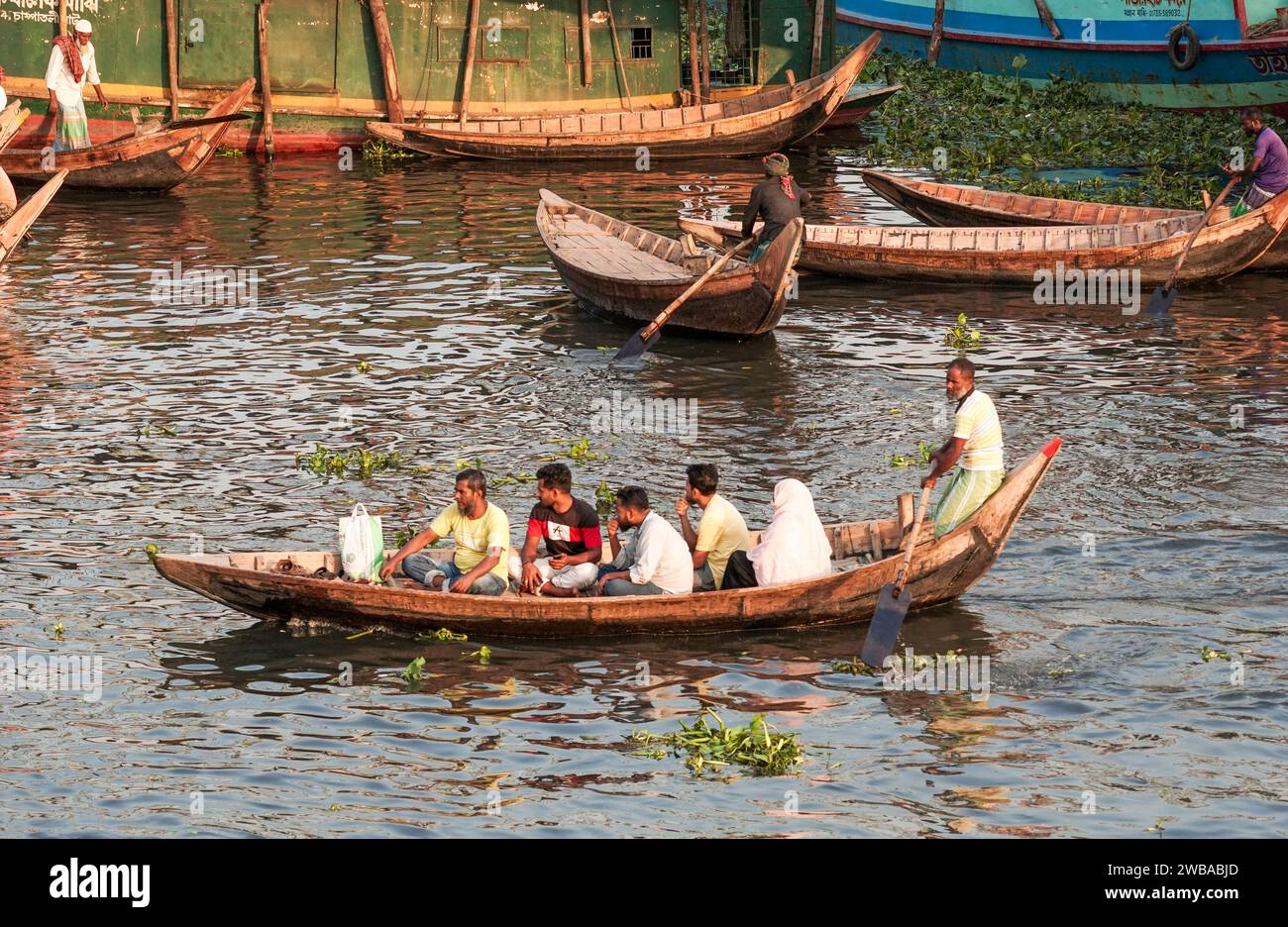 Open wooden ferry boats on the Buriganga River in Dhaka Bangladesh Stock Photo - Alamy