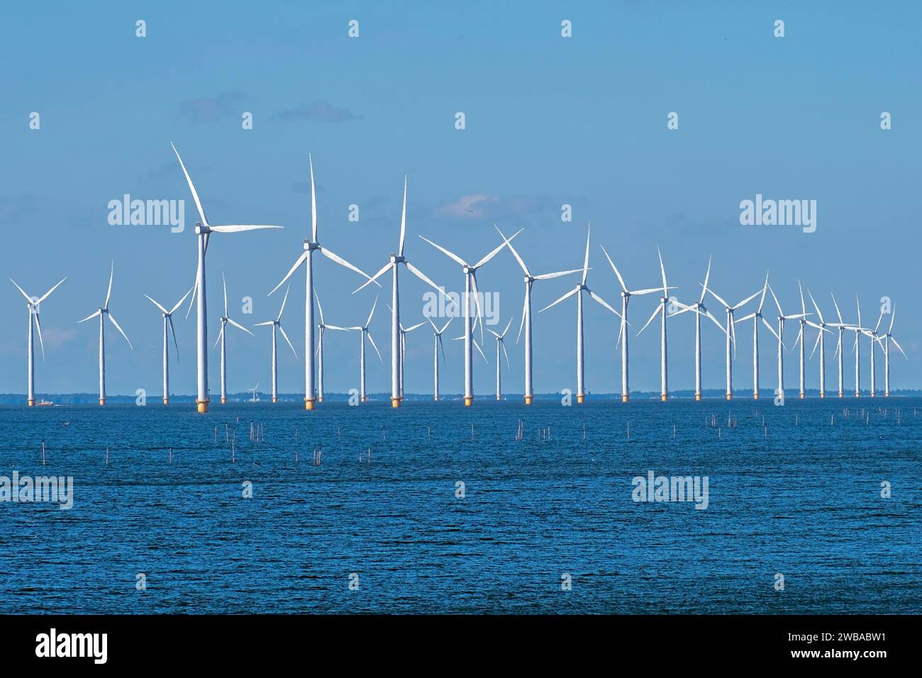 Wind turbines in the IJsselmeer in Friesland in the Netherlands Stock ...