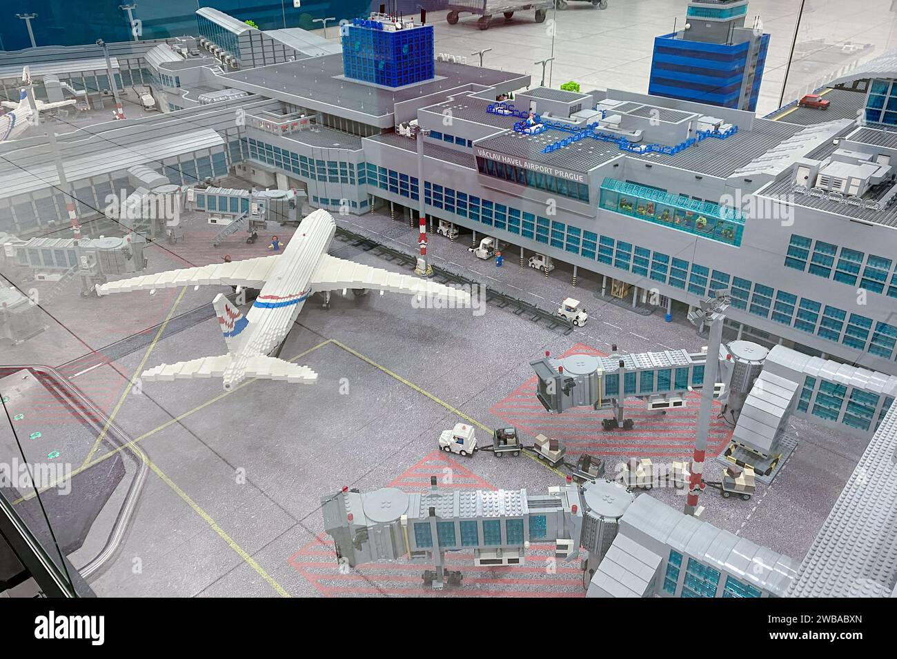 Prague, CZ -23 August 2023: A miniature replica of Vaclav Havel Airport ...