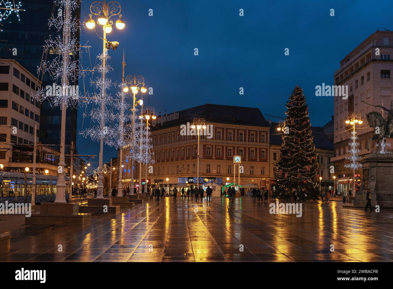 Zagreb Croatia - 7 January 2024: View of main square decorated for ...