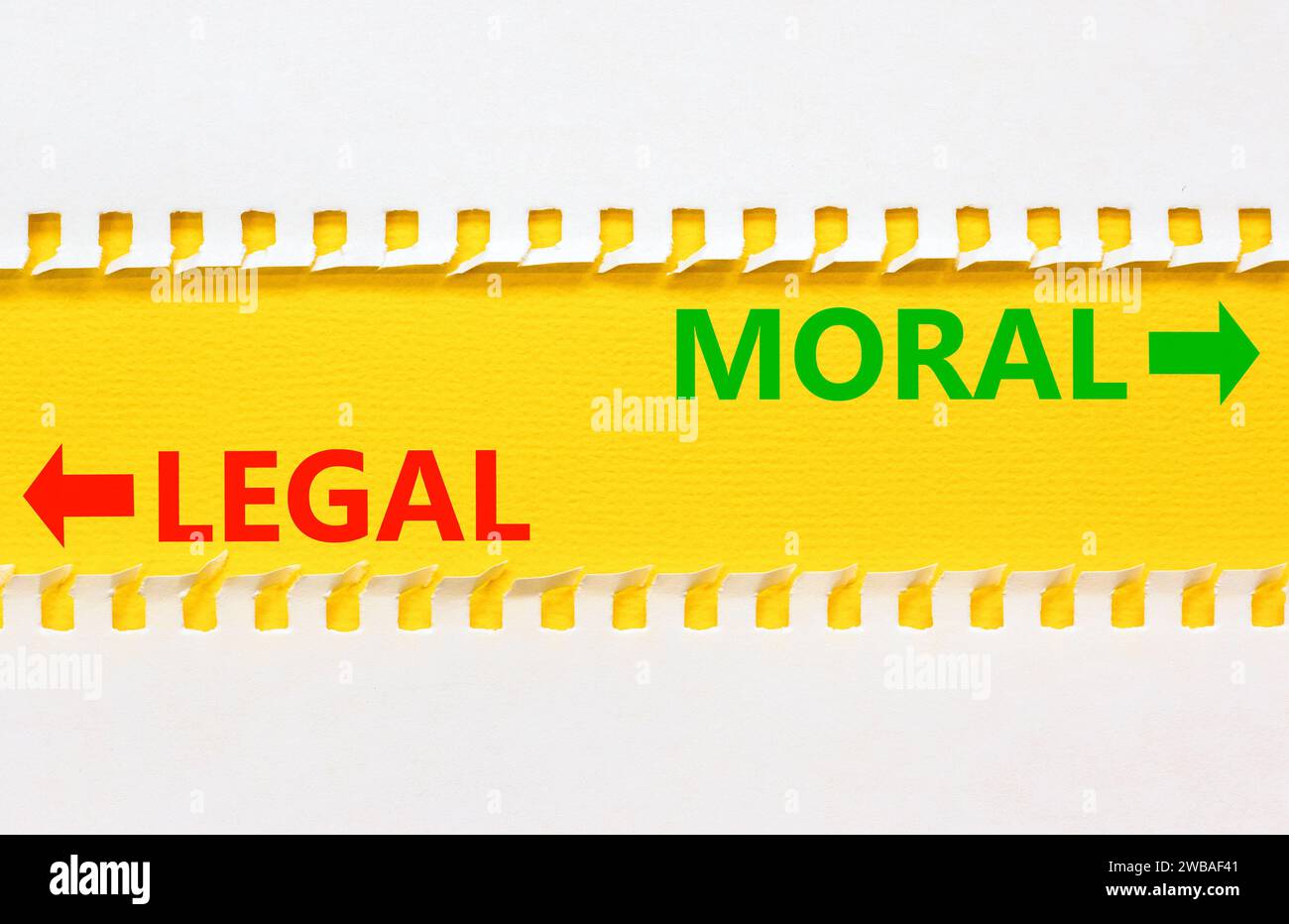 Moral or legal symbol. Concept word Moral or Legal on beautiful yellow ...