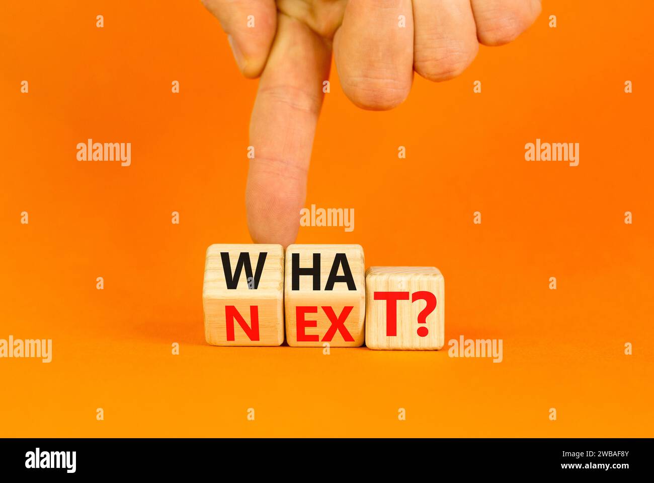 What next symbol. Concept words What next on wooden blocks. Changed ...