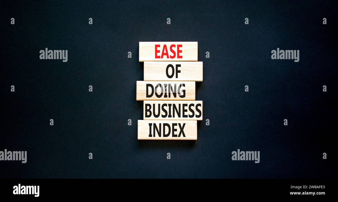 Ease of doing business index symbol. Concept words Ease of doing business index on wooden blocks ...