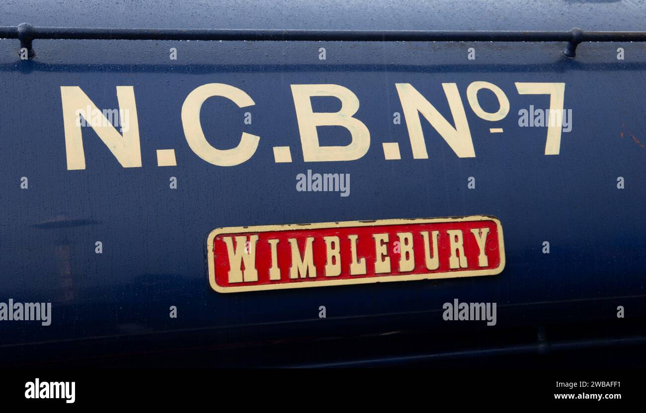 Heritage steam train N.C.B No.7 Wimblebury reversing up to carriage ...