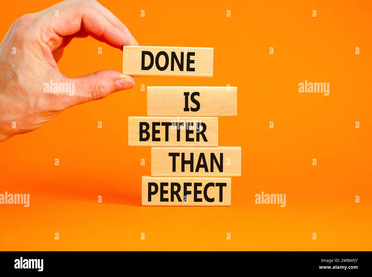 Done is better than perfect symbol. Concept words Done is better than ...