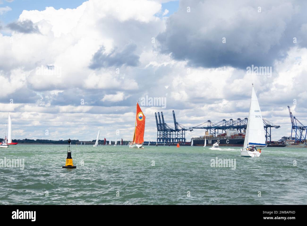Blue Mermaid Thames Sailing Barge and other yachts sailing near Harwich ...