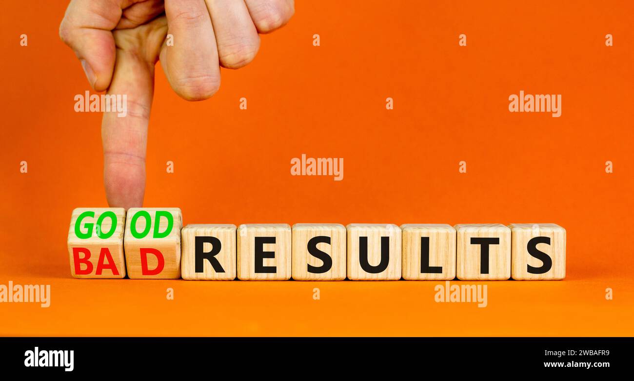 Good or bad results symbol. Concept words Good results Bad results on ...