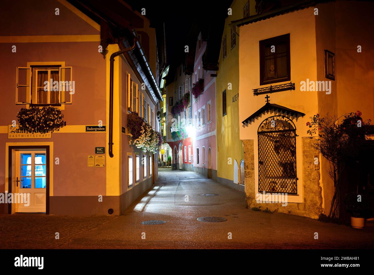 Hallstatt, Austria – September 28, 2023. Hallstatt Austria Night Street ...
