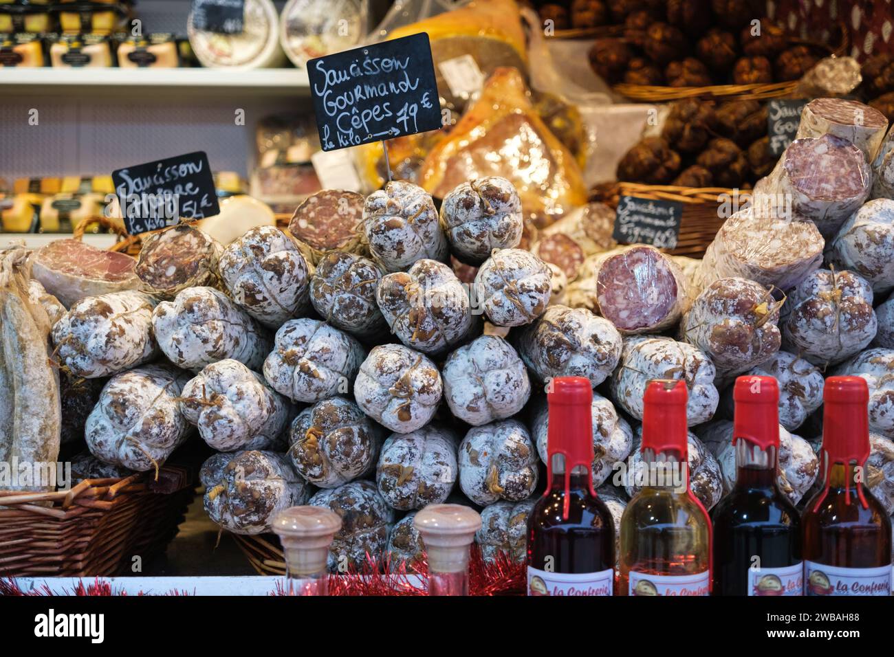 Paris, France - January 1, 2024: Typical products of French cuisine ...