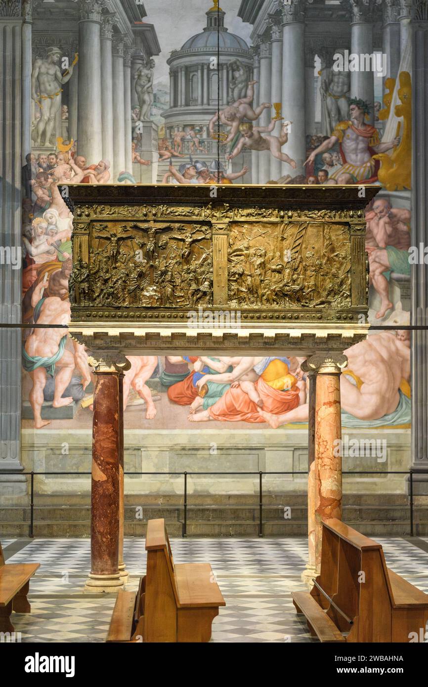 Florence, Italy. 09th Jan, 2024. Donatello's bronze Pulpit of the ...