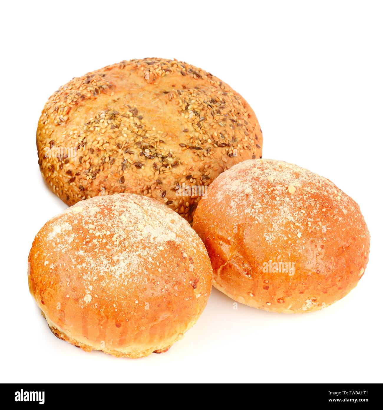 Various of bread and bakery products isolated on white background Stock ...